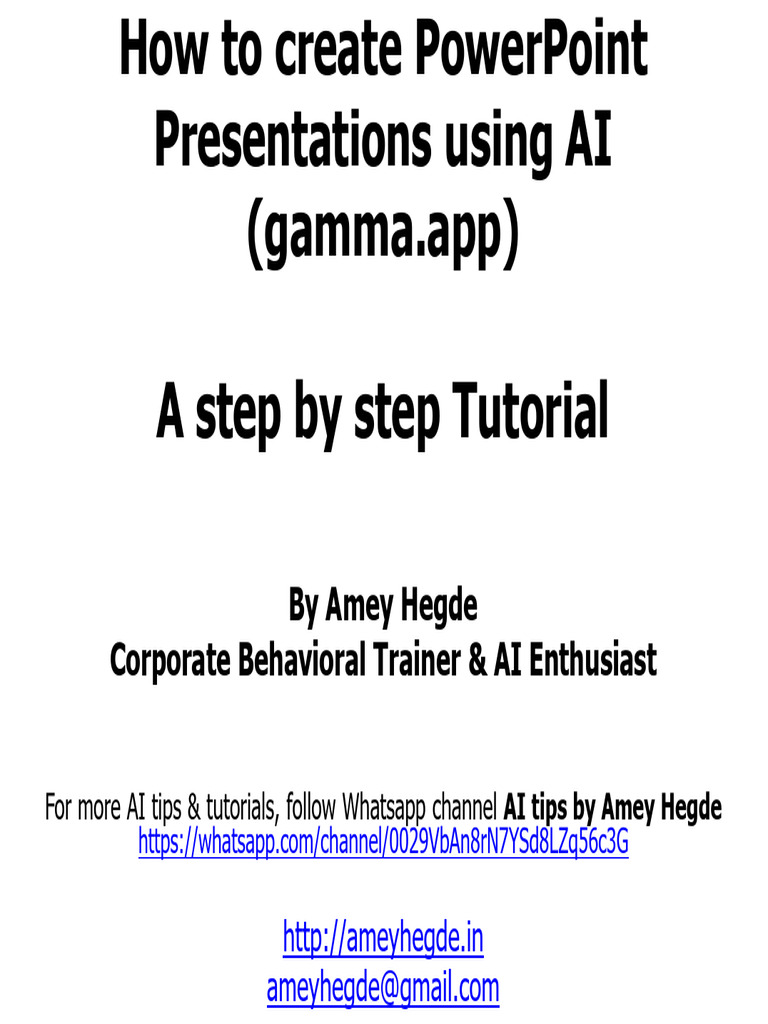 Tutorial - How To Create PowerPoint Ppts Using AI (Gamma) | PDF | Microsoft Power Point ...