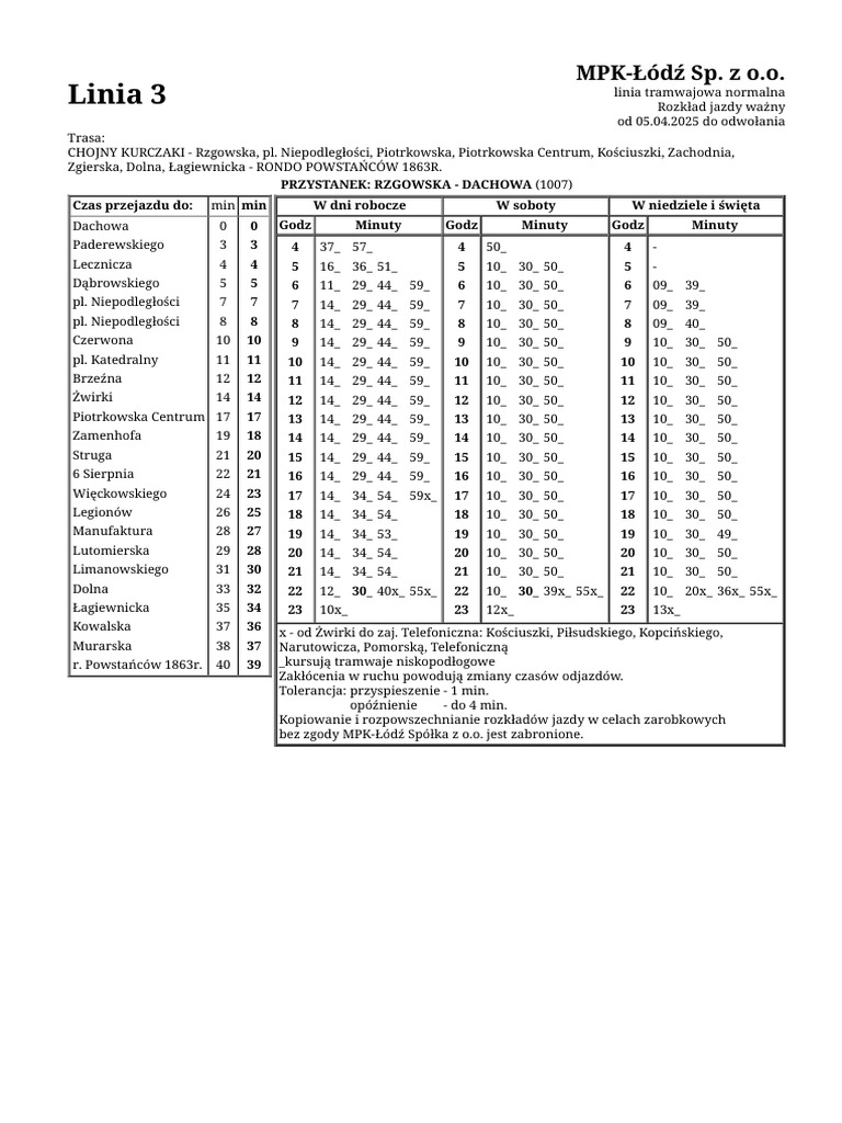 Linia 3: MPK-Łódź Sp. Z O.O | PDF