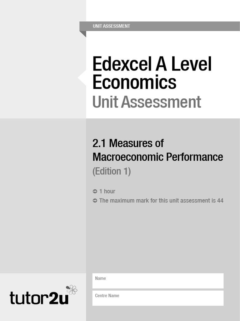 Edexcel A Level Economics UA 2.1 MS Digital Download | PDF | Gross ...