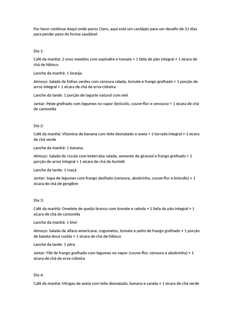 Desafio 21 Dias Cardápios | PDF | Mostarda (condimento) | Culinária