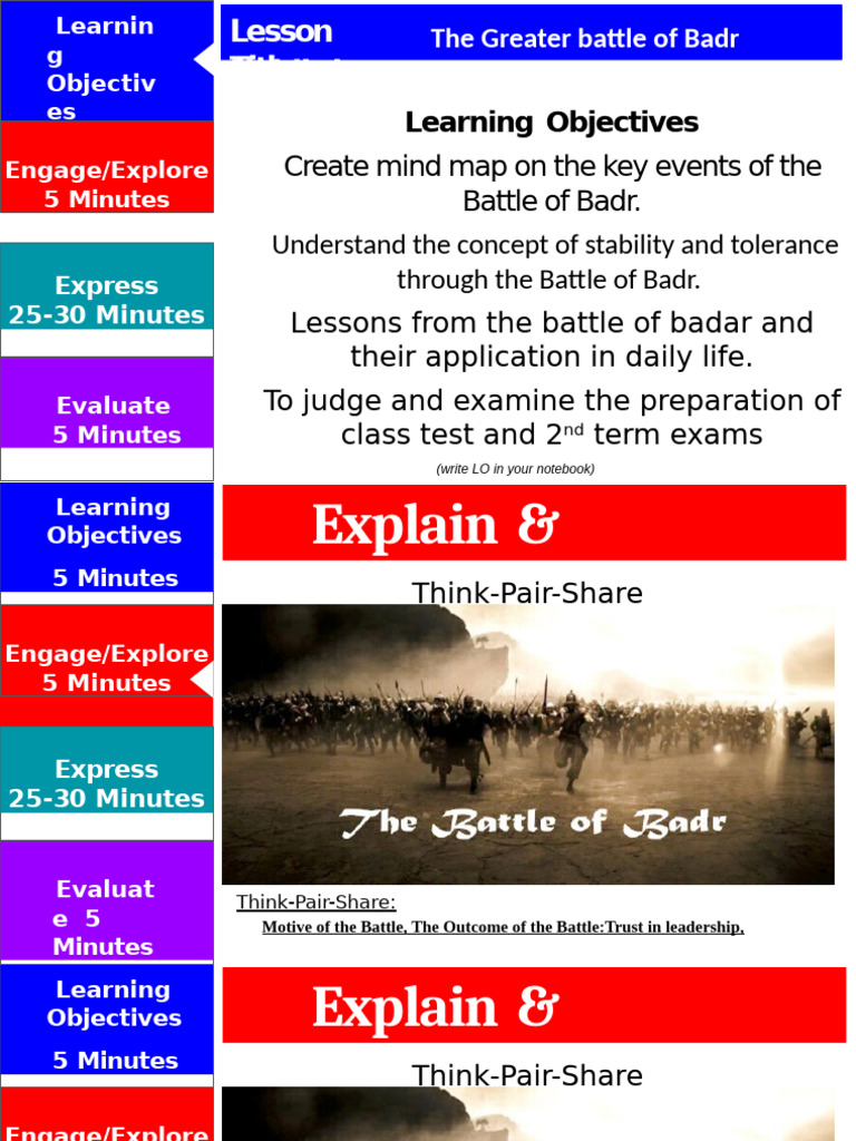 The Greater Battle of Badr Class 6 | PDF | Evaluation | Learning