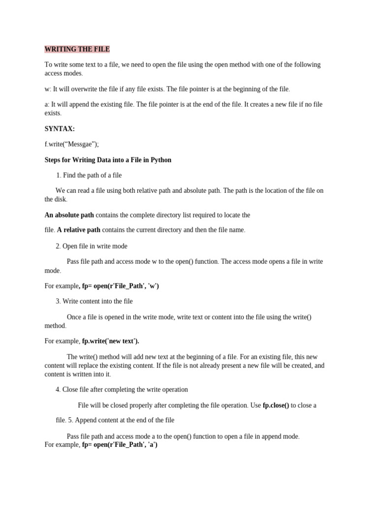 3.2 Reading and Writing Into A File | PDF | Computer File | Control Flow