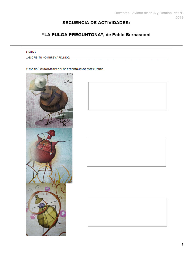 Secuencia Actividades - La Pulga Preguntona - 1º A y B - 2019 | PDF