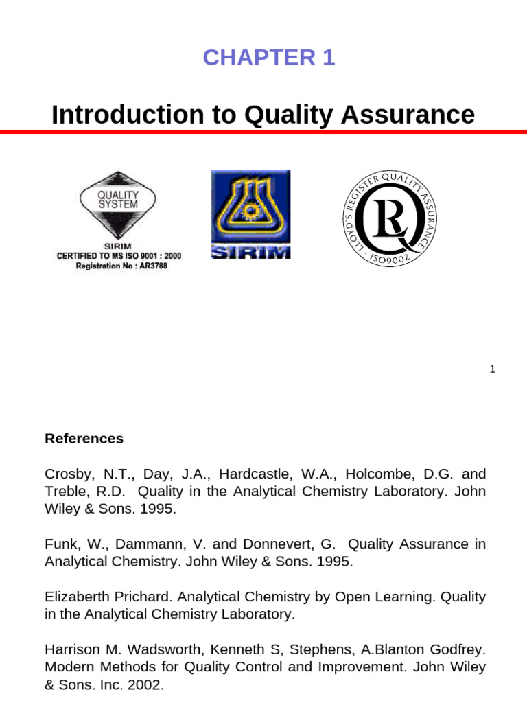 Chapter 1 - Part 1 Introduction To Quality Assurance | PDF | Quality Assurance | Sampling ...