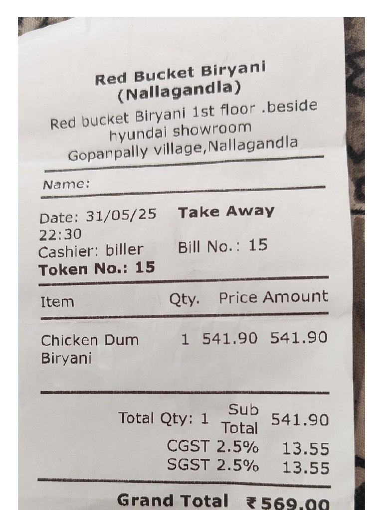 Biryani Bill | PDF