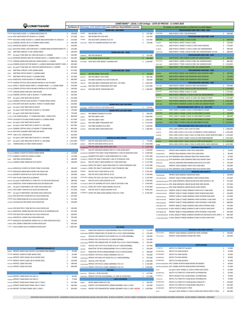 Lista Precios Cometware | PDF | Computer Hardware | Computing