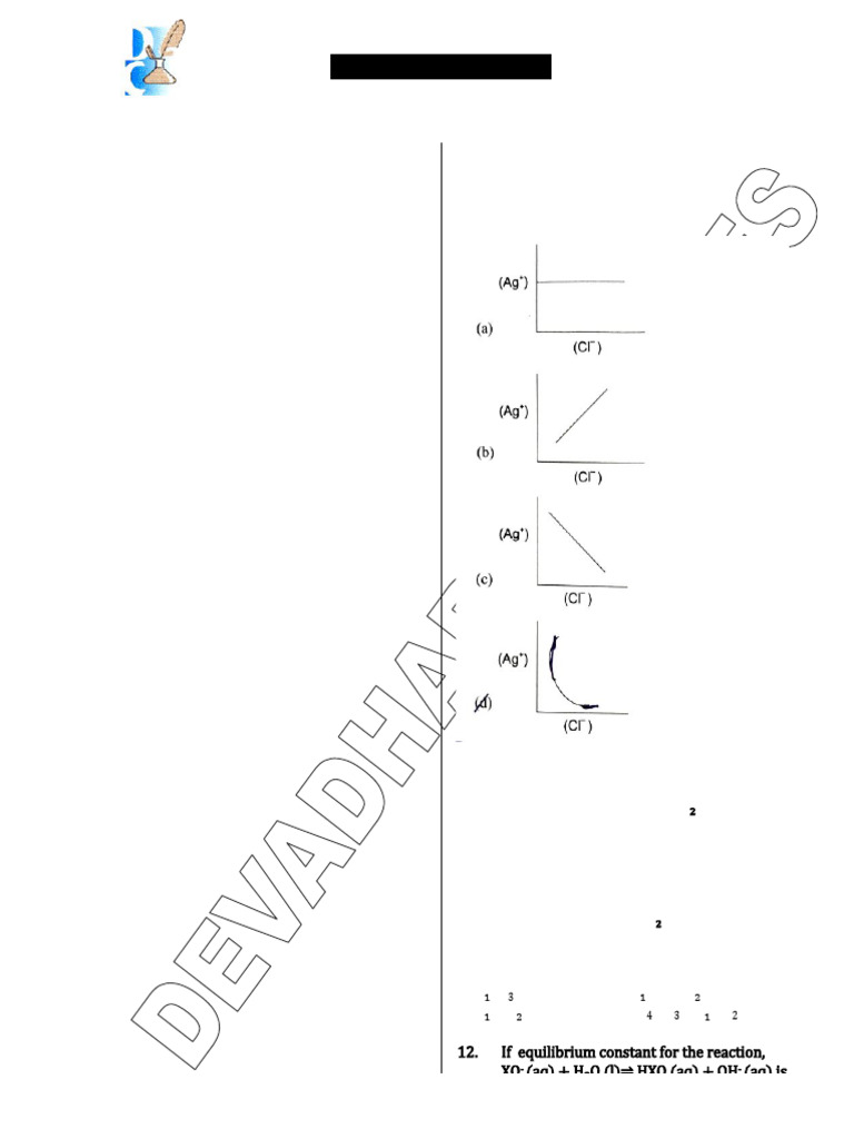 12th PB Chemistry Problem Sheet 2 2025 | PDF | Chemical Equilibrium | Dissociation (Chemistry)