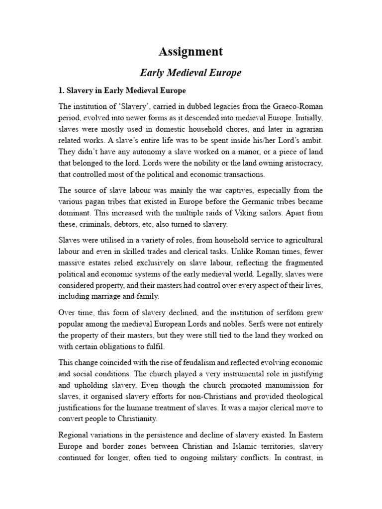 sofo assignment medieval europe | PDF | Knight | Slavery