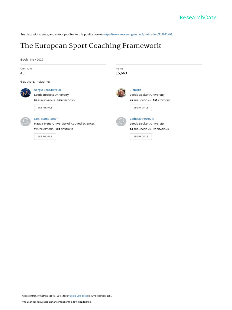 European Sport Coaching Framework | PDF | Sports | European Union