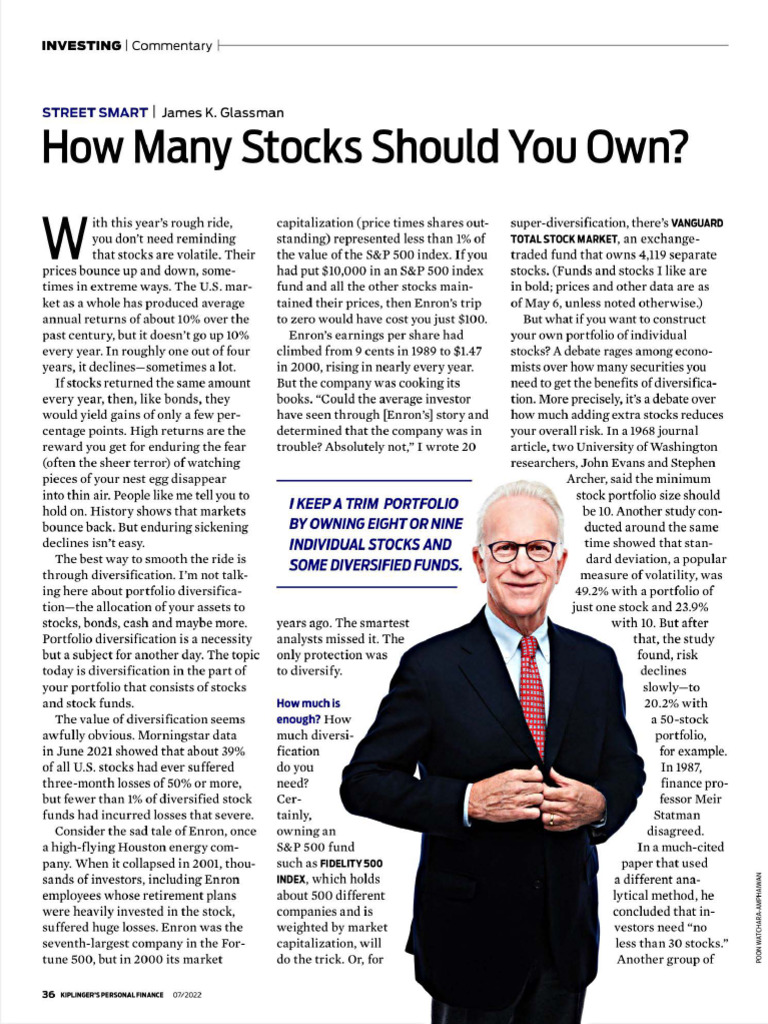 How Many Stocks Should You Own | PDF | Diversification (Finance ...