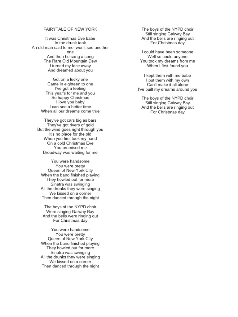 Fairytale of New York Lyrics | PDF