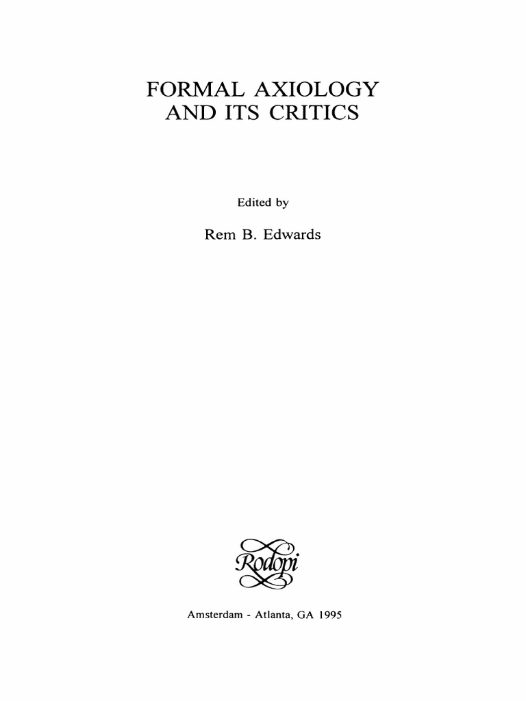 Formal Axiology: Critiques and Responses | PDF