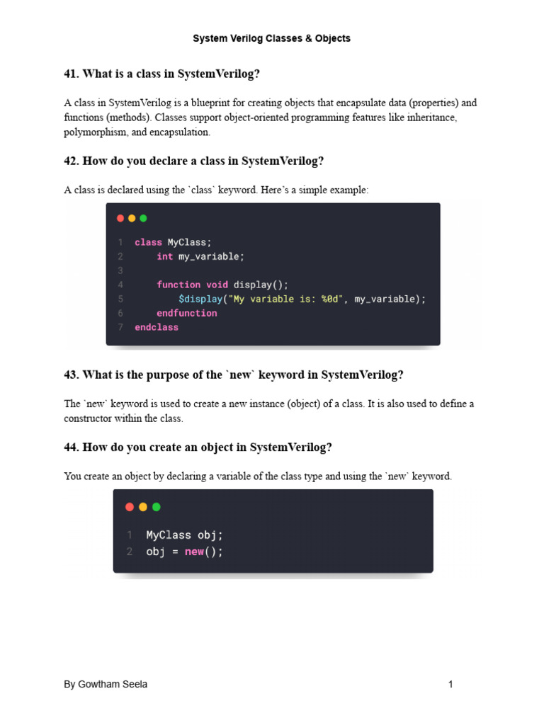 System Verilog Interview Questions Hub Part-3 | PDF | Class (Computer Programming) | Method ...