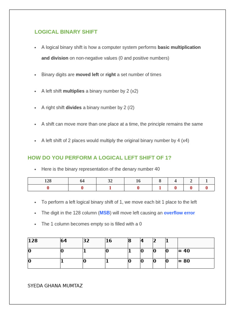 Logical Binary Shifts | PDF | Arithmetic | Theory Of Computation