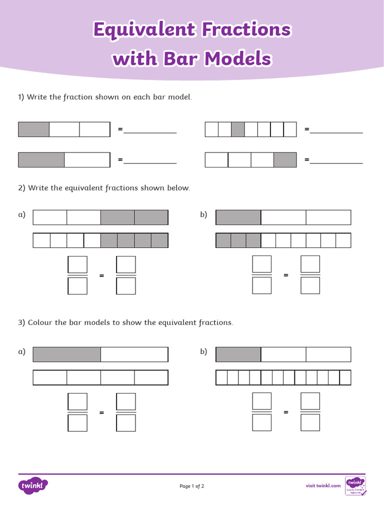 T M 1746173922 Equivalent Fractions With Bar Models Activity Sheet Ver ...