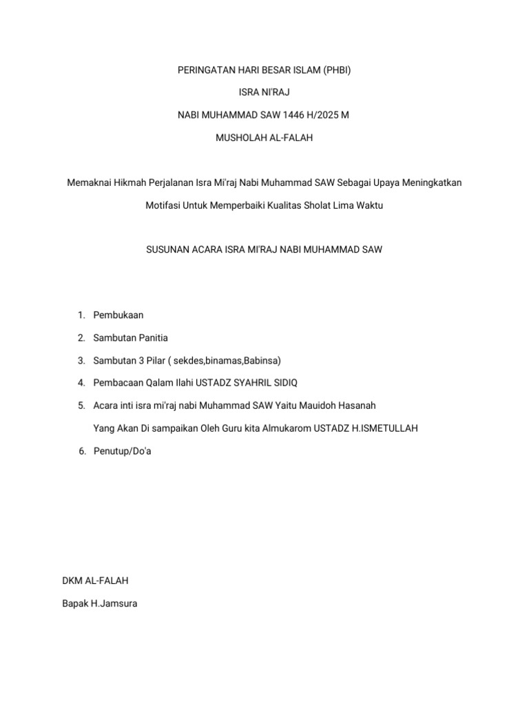 Susunan Acara Phbi 2 - Wps Office | PDF