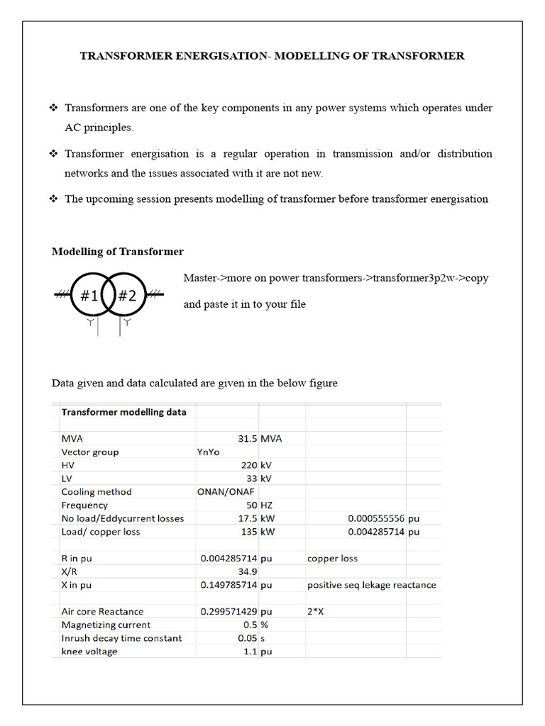 Transformer Energisation-Modelling of Transformer | PDF