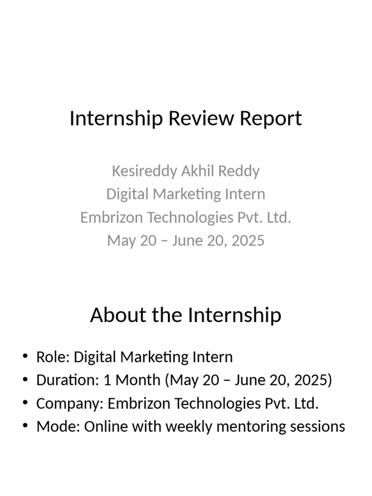 Internship Report Presentation | PDF