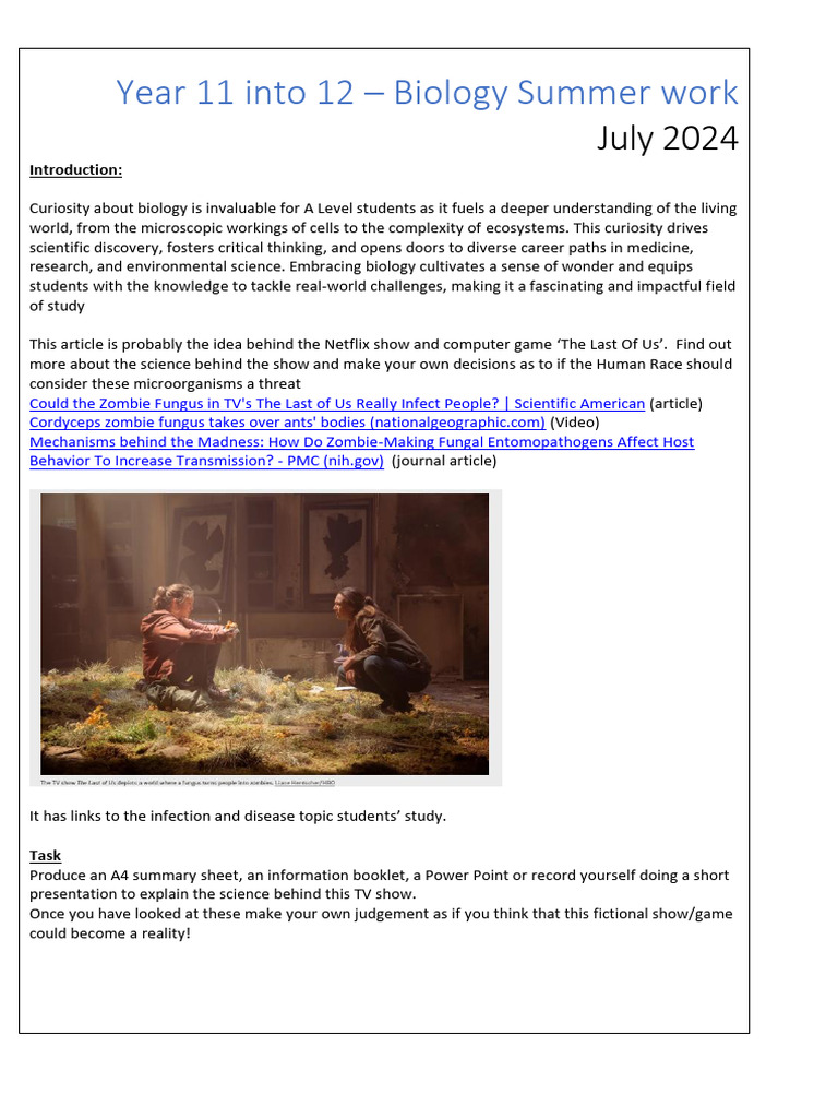 Biology Summer Pack 2024 1 Curious | PDF