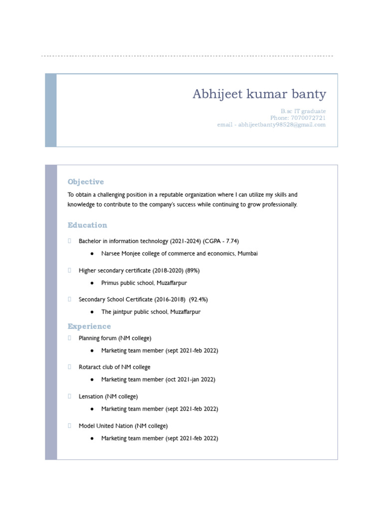 Abhijeet Kumar Banty Resume | PDF | Databases | My Sql