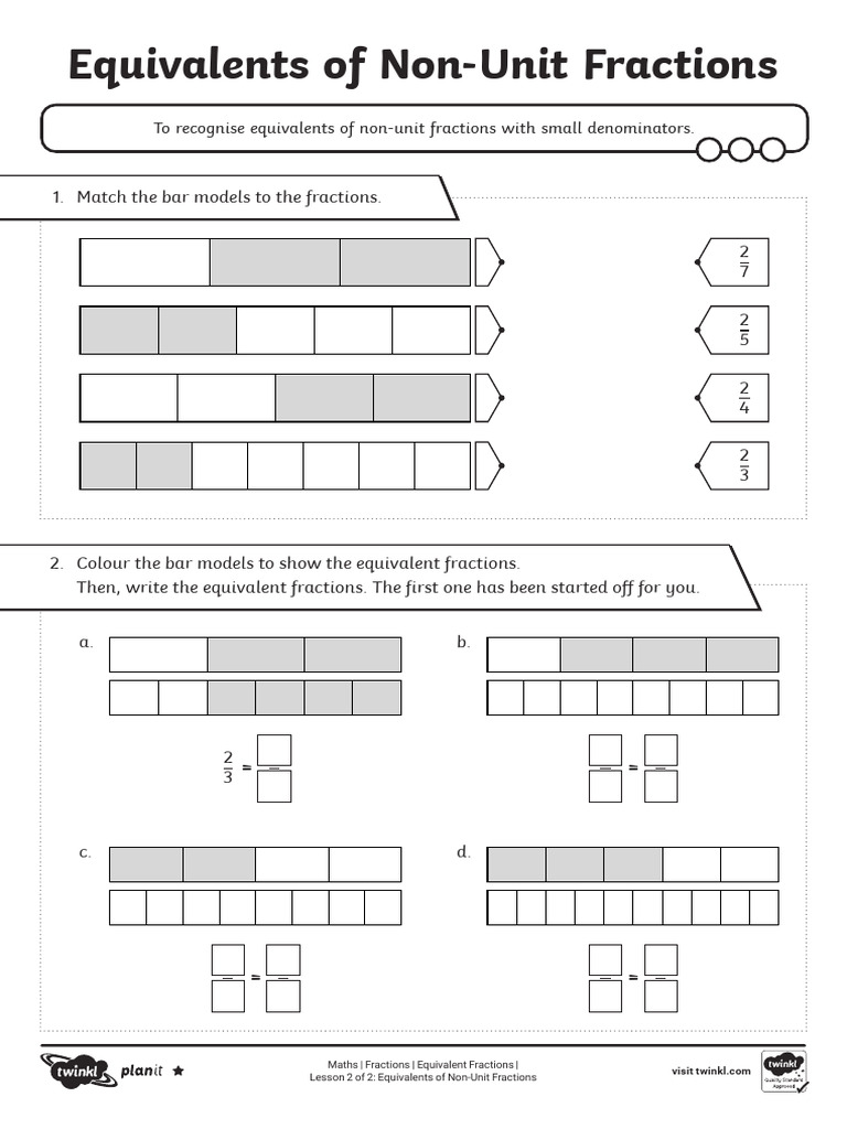 Non-Unit Fraction Equivalents Lesson | PDF | Lexicology | Mathematical ...