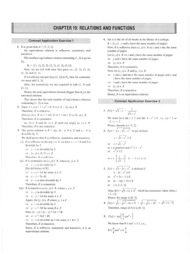 Relations and Functions (Solutions) | PDF