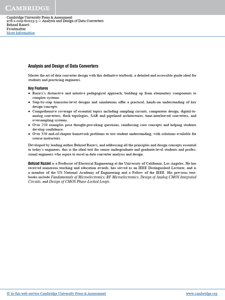 Analysis and Design of Data Converters Behzad Razavi | PDF | Analog To Digital Converter ...