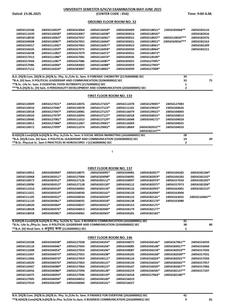 23.06.2025 Morning Seating Plan | PDF