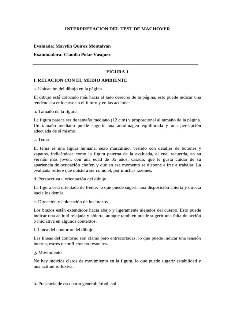 Marylin - INTERPRETACION DEL TEST DE MACHOVER | PDF | Percepción ...