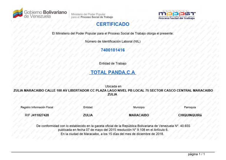 Certificado de Identificacion Laboral - NIL | PDF