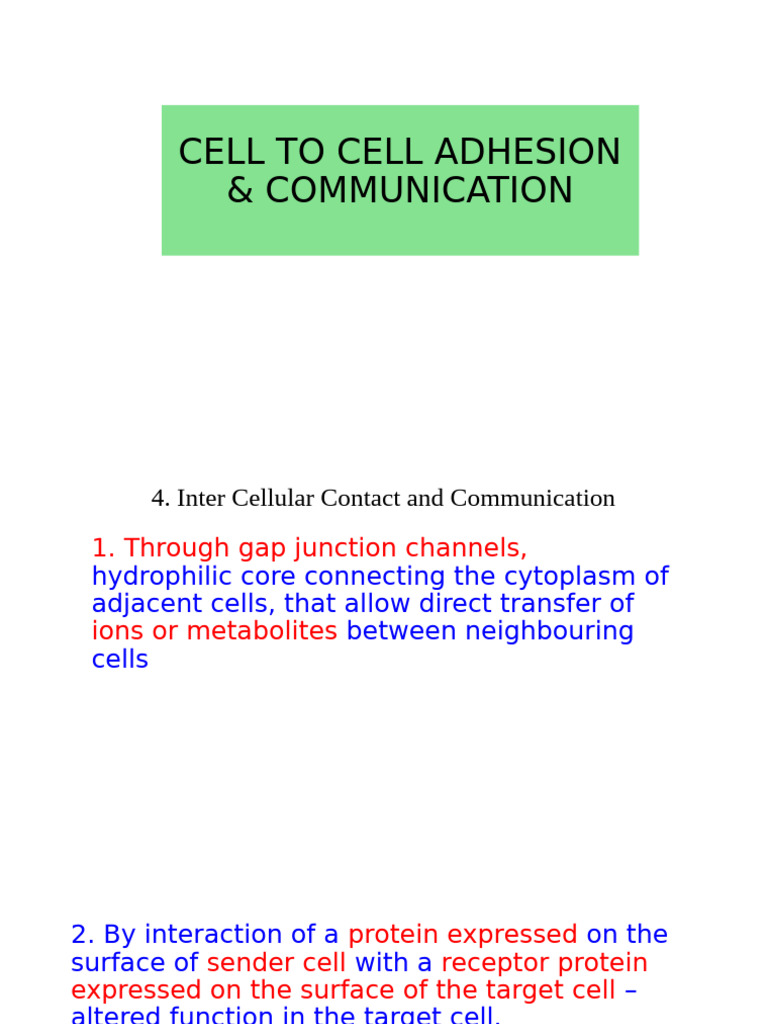 Cell Adhesion and Intercellular Communication | PDF | Cell Adhesion ...