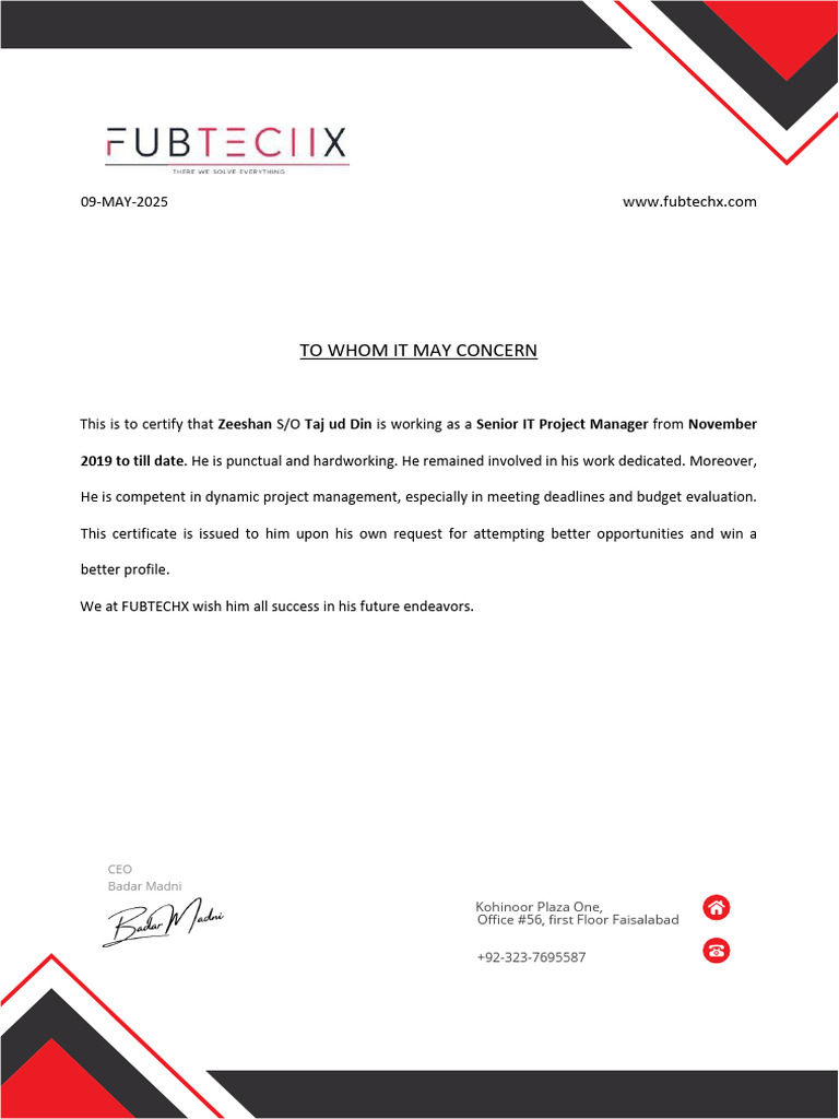 EXPERIANCE Letter Sample | PDF