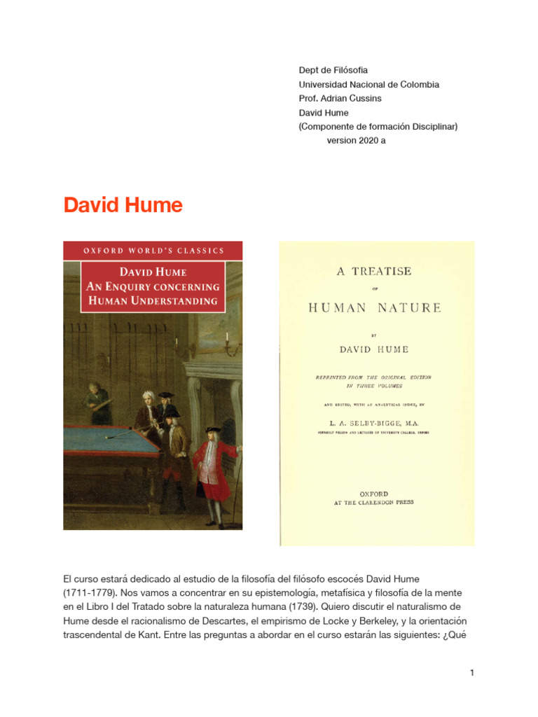 Course Description David Hume.v 2020 A | PDF | A Priori And A ...
