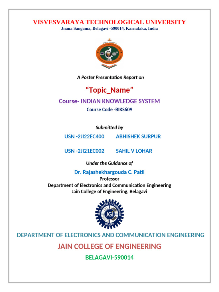 IKS Report Cover Page and Certificate | PDF