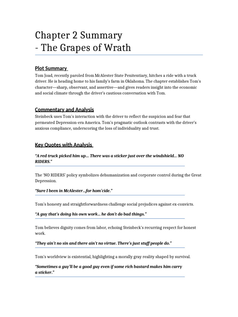 Grapes of Wrath Chapter Two | PDF | John Steinbeck