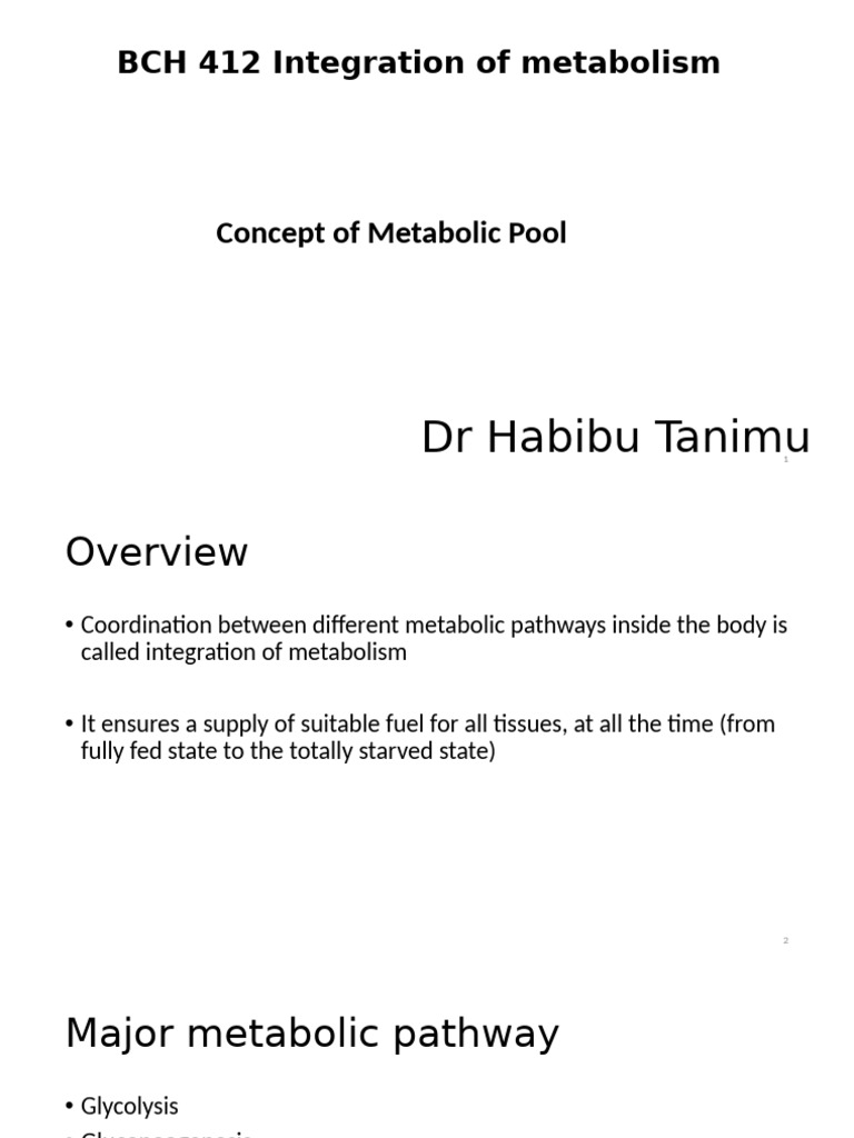 BCH 412 Integration of Metabolism 25012025 | PDF | Metabolism | Glucose
