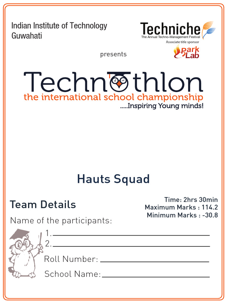 Technothlon 2014 Previous Year Question Paper | PDF