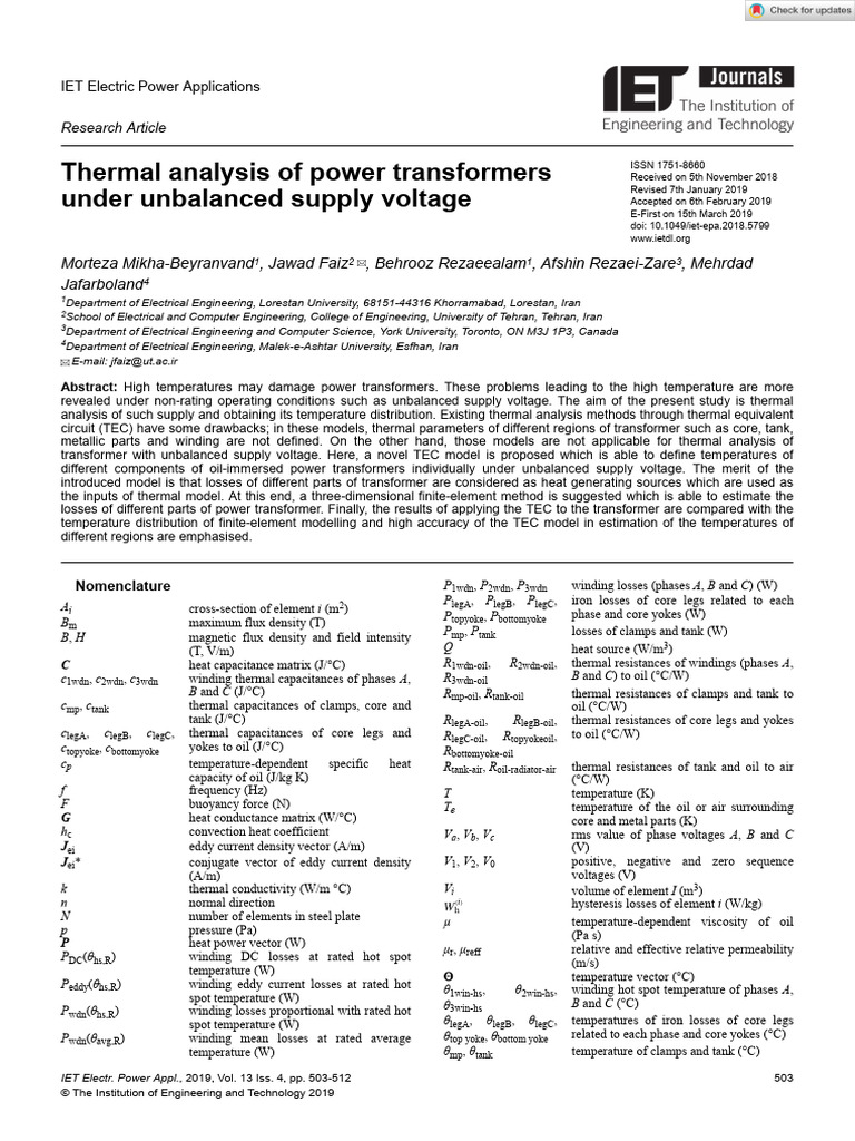 Thermal Analysis of Transformers Under Voltage | PDF | Transformer ...
