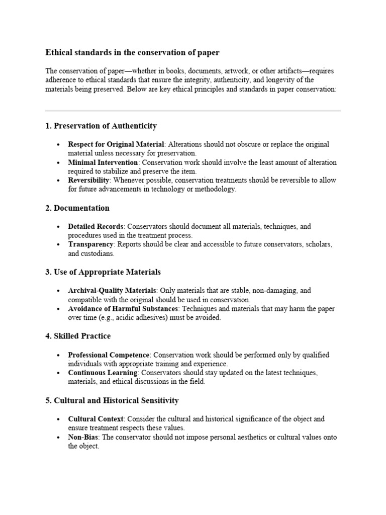 Ethical Standards in Paper Conservation | PDF | Museology | Collections ...