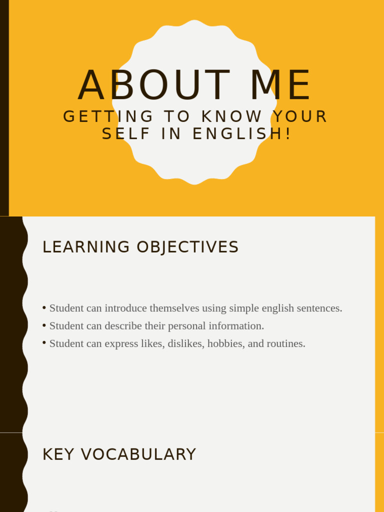 About Me Getting To Know Your Self | PDF