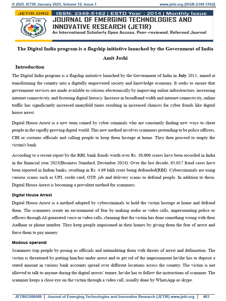 JETIR (Journal and Emerging Technology and Informative Research) | PDF ...