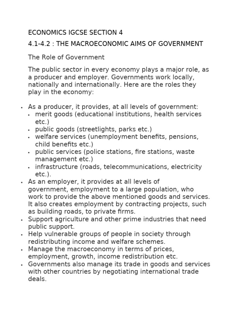 Economics Igcse Section 4 | PDF | Unemployment | Balance Of Payments