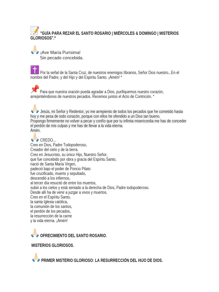 Guía para rezar el Santo Rosario | PDF | María, madre de Jesús | Cristo ...