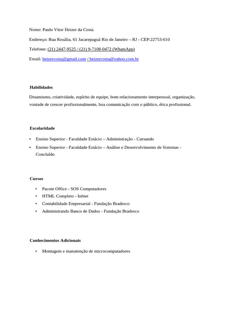 Paulo Vitor Currículo | PDF