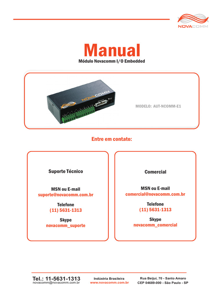 Manual do Módulo Novacomm I/O Embedded | PDF | Porta (rede de ...