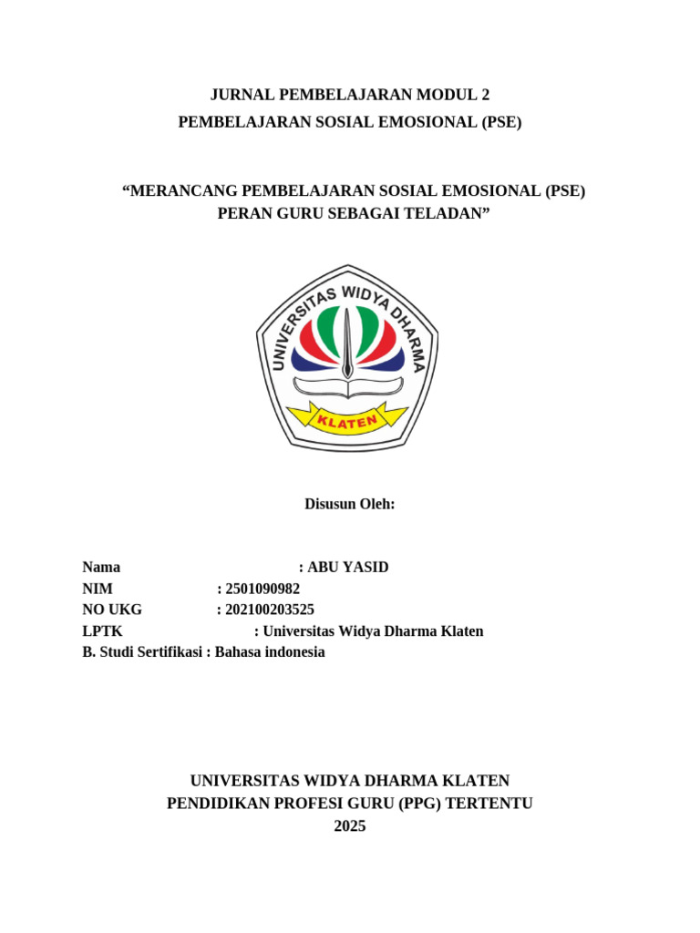 Contoh Jurnal PPG Modul 2 - PSE - Guru Sebagai Teladan | PDF