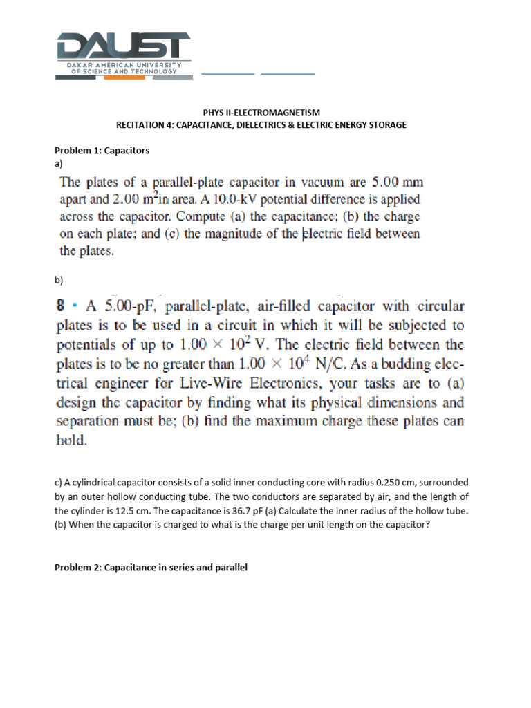 Electromagnetism: Capacitors & Energy Storage | PDF