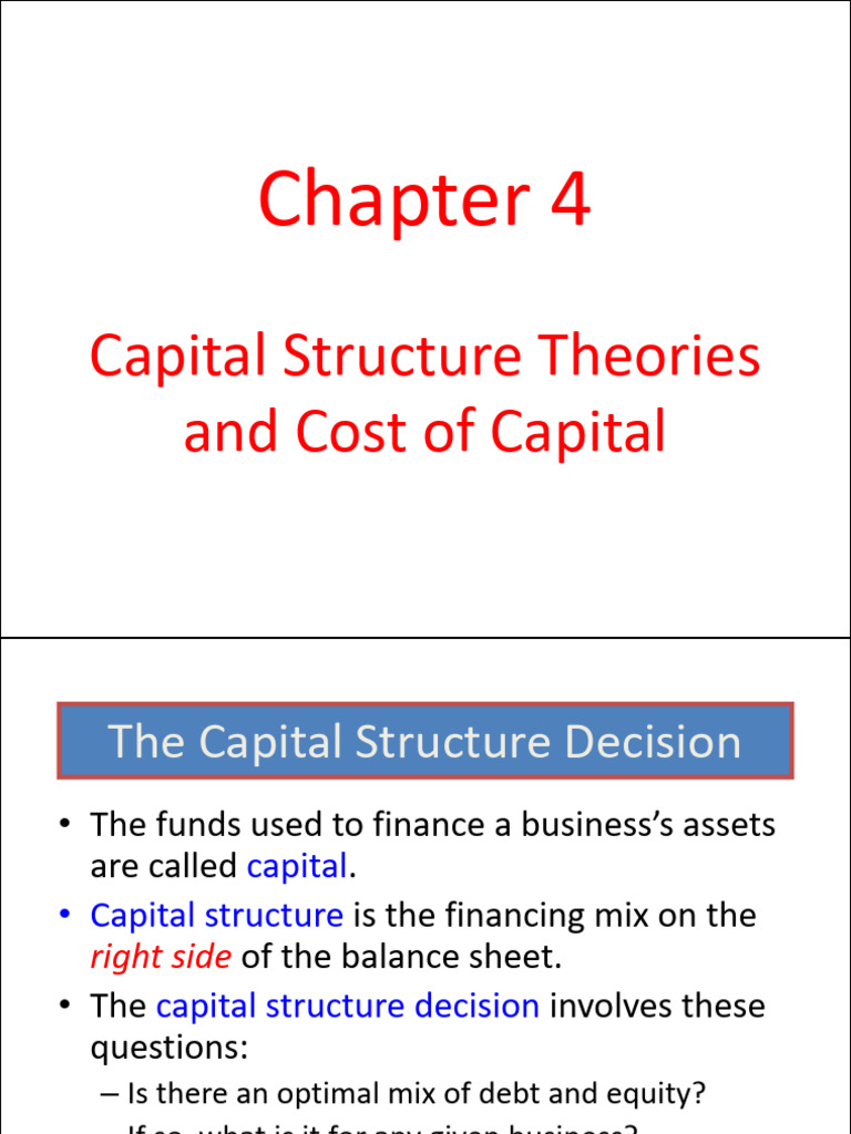 Capital Structure Theories & Cost Analysis | PDF | Capital Structure ...