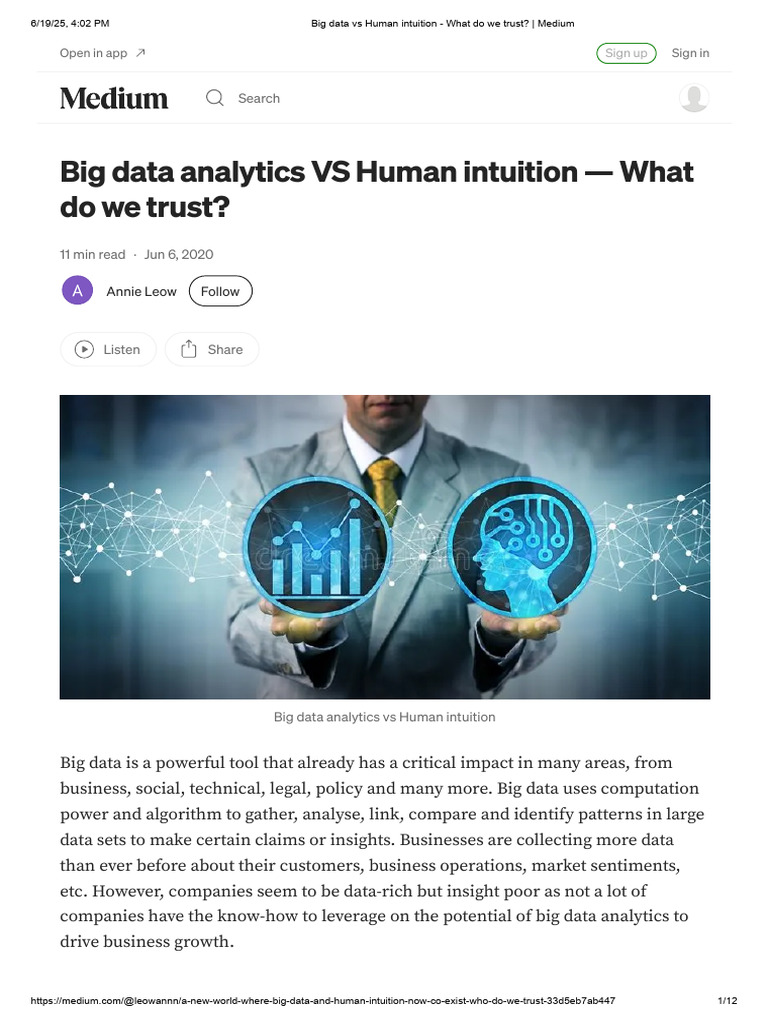 Big Data Vs Human Intuition - What Do We Trust - Medium | PDF | Big ...