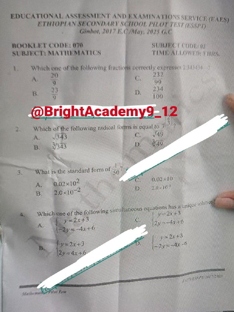Maths Pilot Test 2017 | PDF | Trigonometric Functions | Euclid